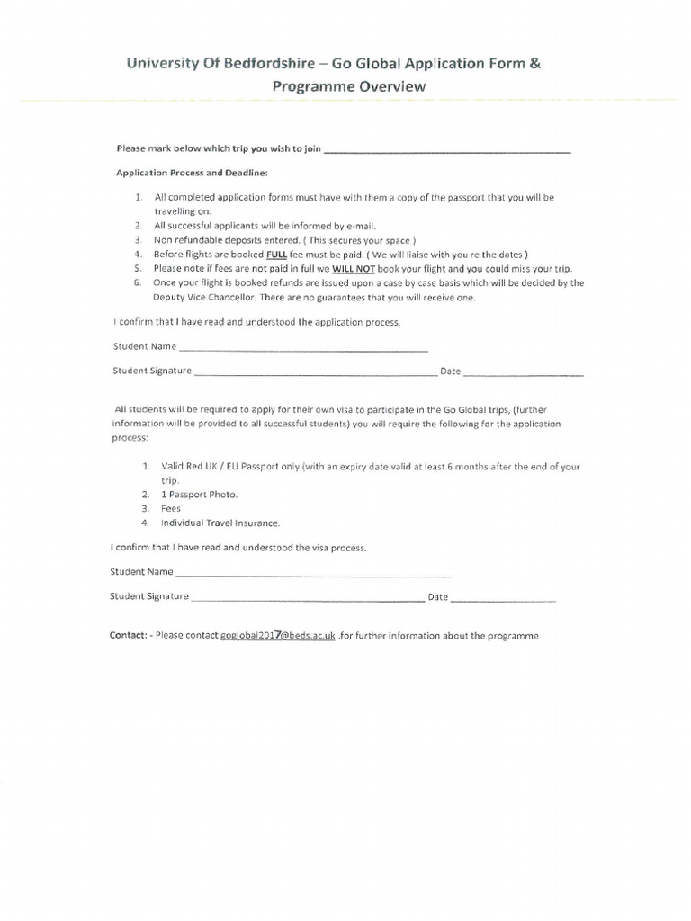 Go Global 201718 Application Form | PDF