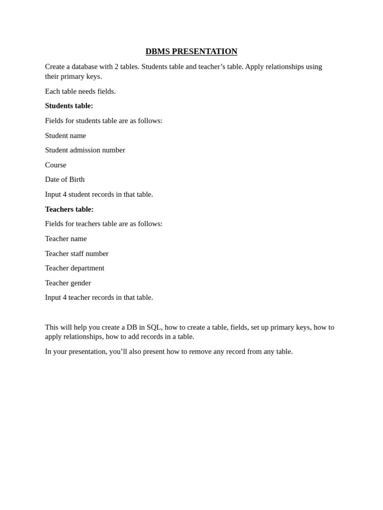 Dbms Presentation | PDF