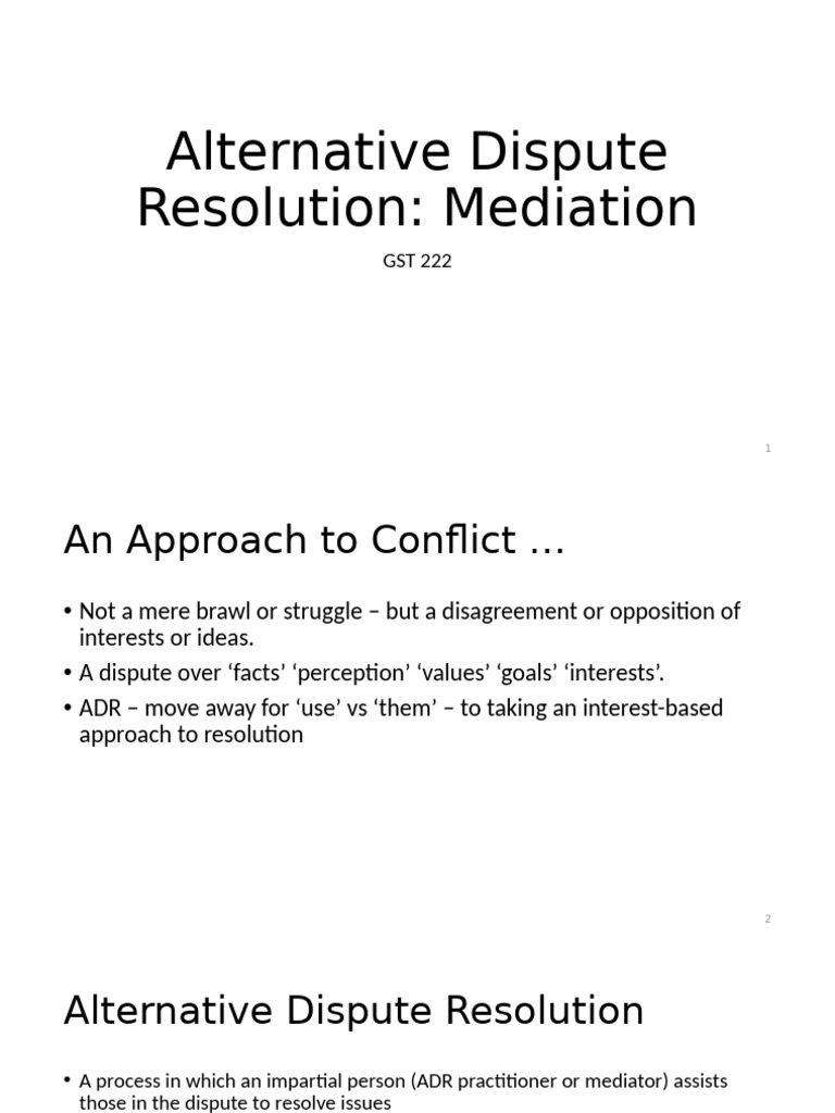 GST 222 - Alternative Dispute Resolution | PDF | Alternative Dispute Resolution | Mediation