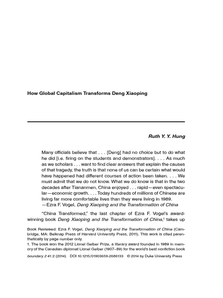 How Global Capitalism Transforms Deng Xi | PDF | Deng Xiaoping | Mao Zedong