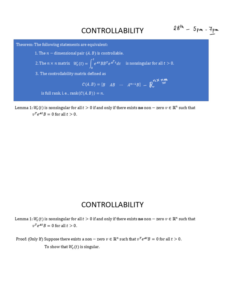 Lecture 26 Controllability - Matrix | PDF | Geometry | Mathematical Objects