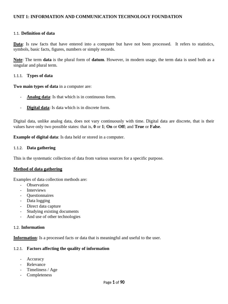 Ict Notes Senior 1 | PDF | Printer (Computing) | Computer Data Storage