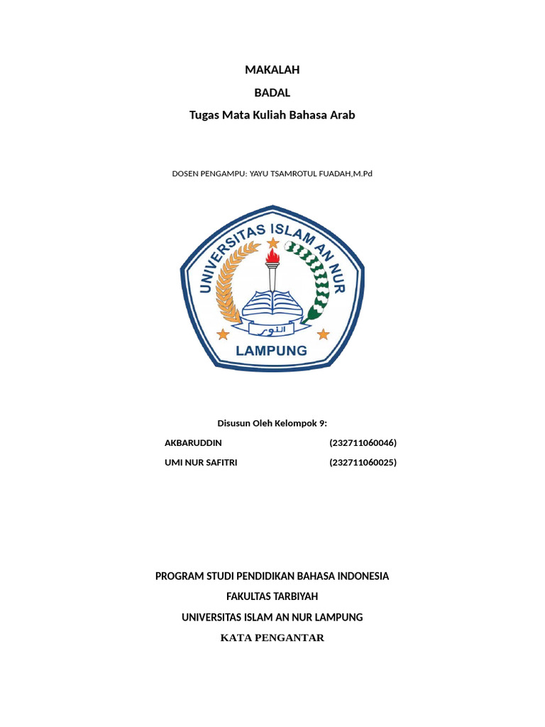 BAHASA ARAB Badal | PDF