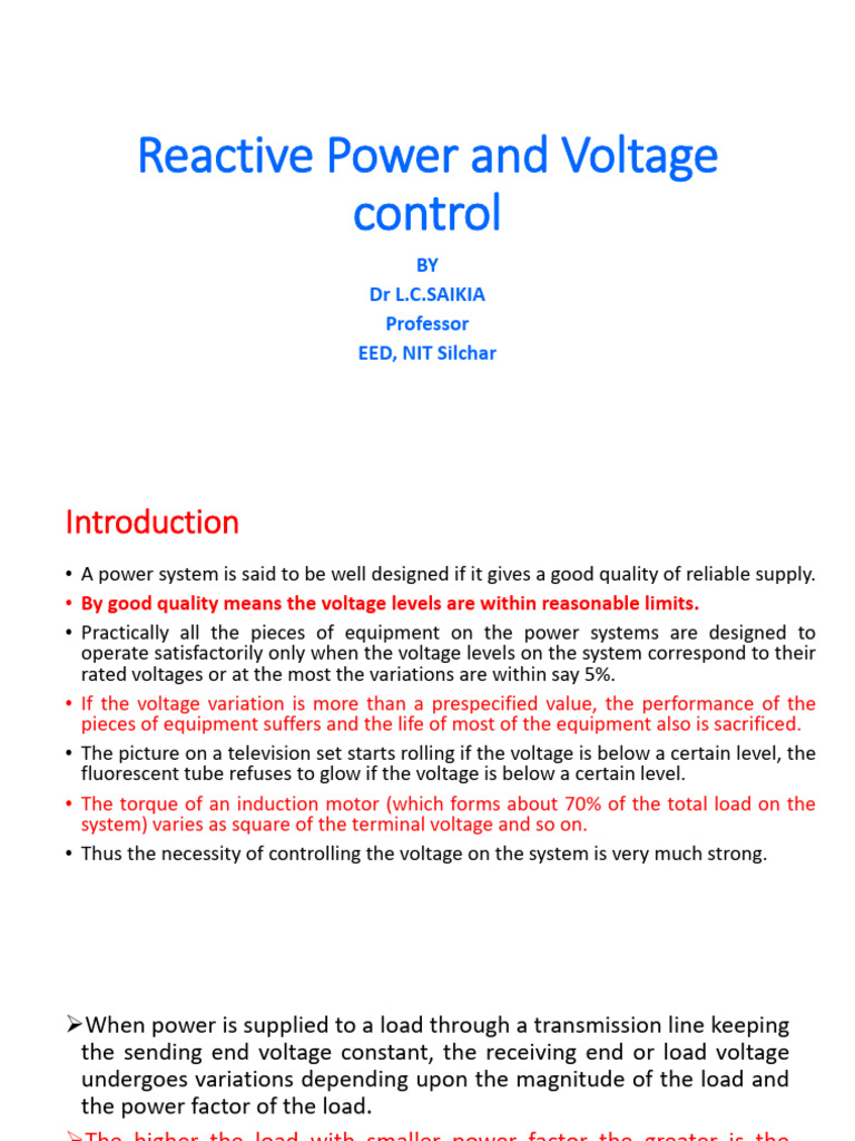 Reactive Power and Voltage Control | PDF | Capacitor | Electric Power ...