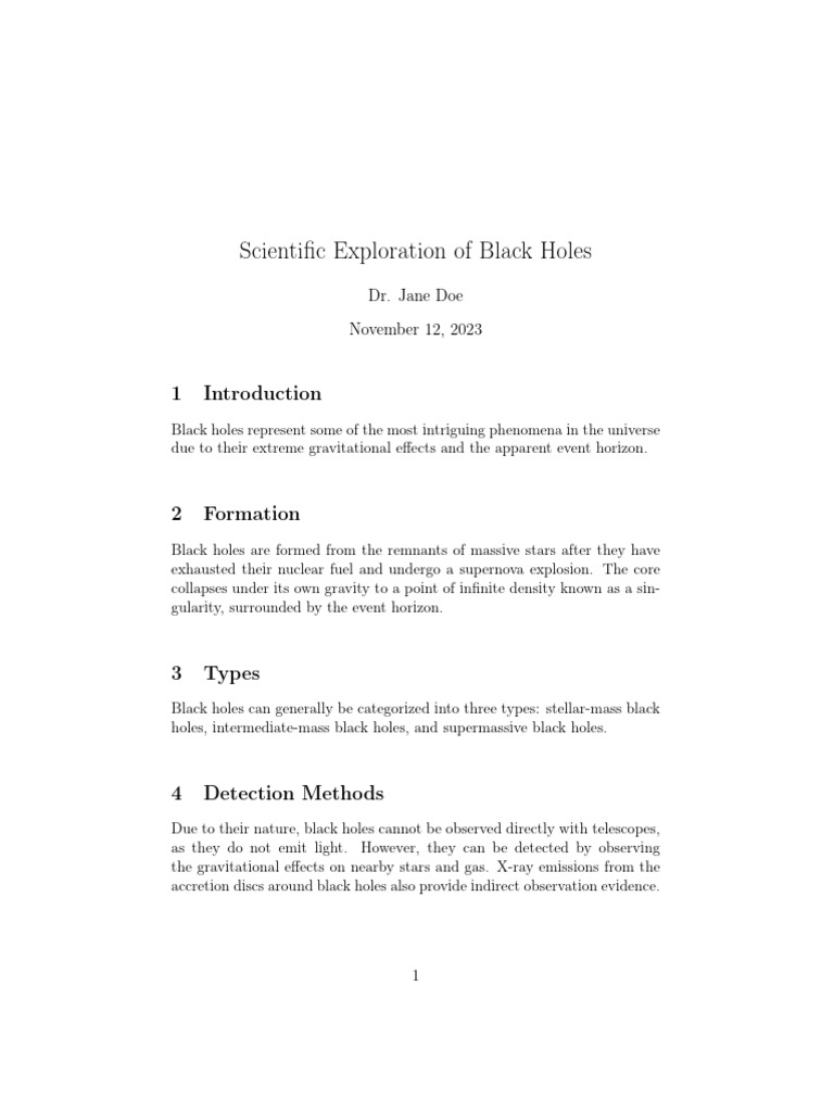 Scientific Exploration of Black Holes | PDF