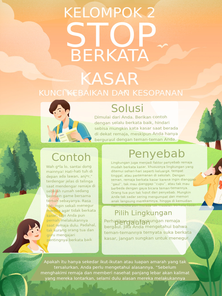Poster Sekolah 4 Kata Sakti Ilustratif Putih Dan Hijau | PDF
