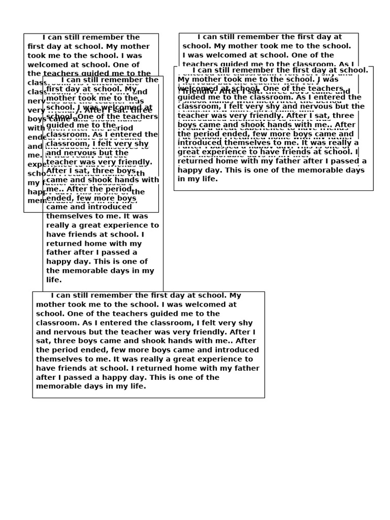 I Can Still Remember The First Day at School | PDF