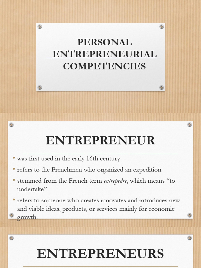 Personal Entrepreneurial Competencies | PDF | Entrepreneurship ...