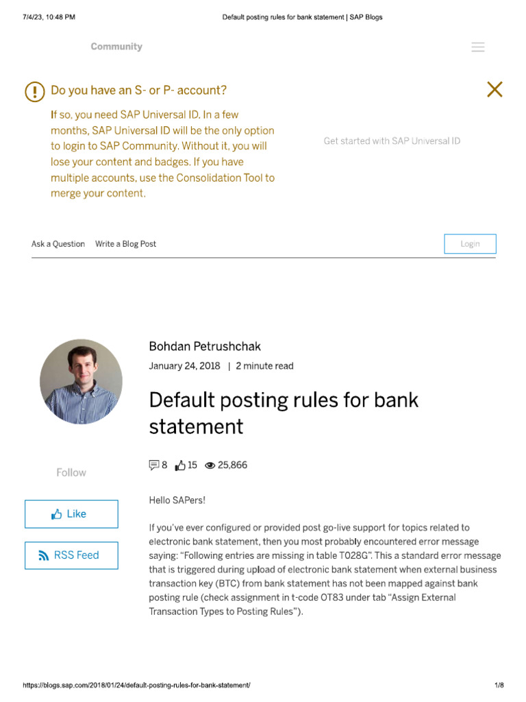 Default Posting Rules For Bank Statement | PDF