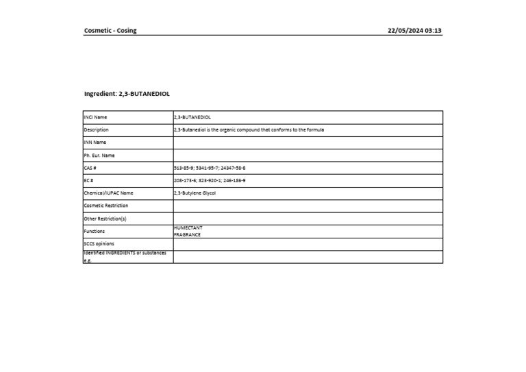 COSING Ingredient | PDF