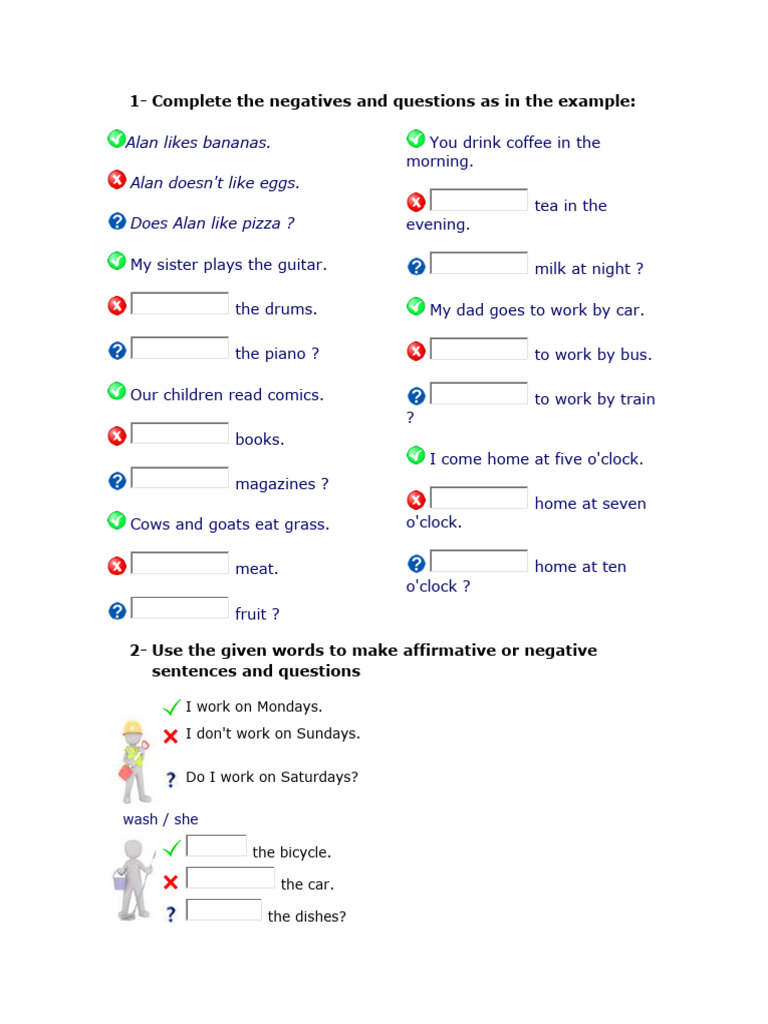 Present Simple Exercises Worksheet | PDF