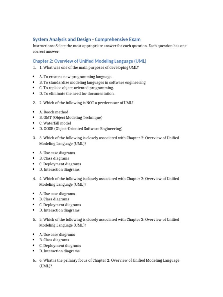 UML Overview and Exam Questions | PDF | Unified Modeling Language | System