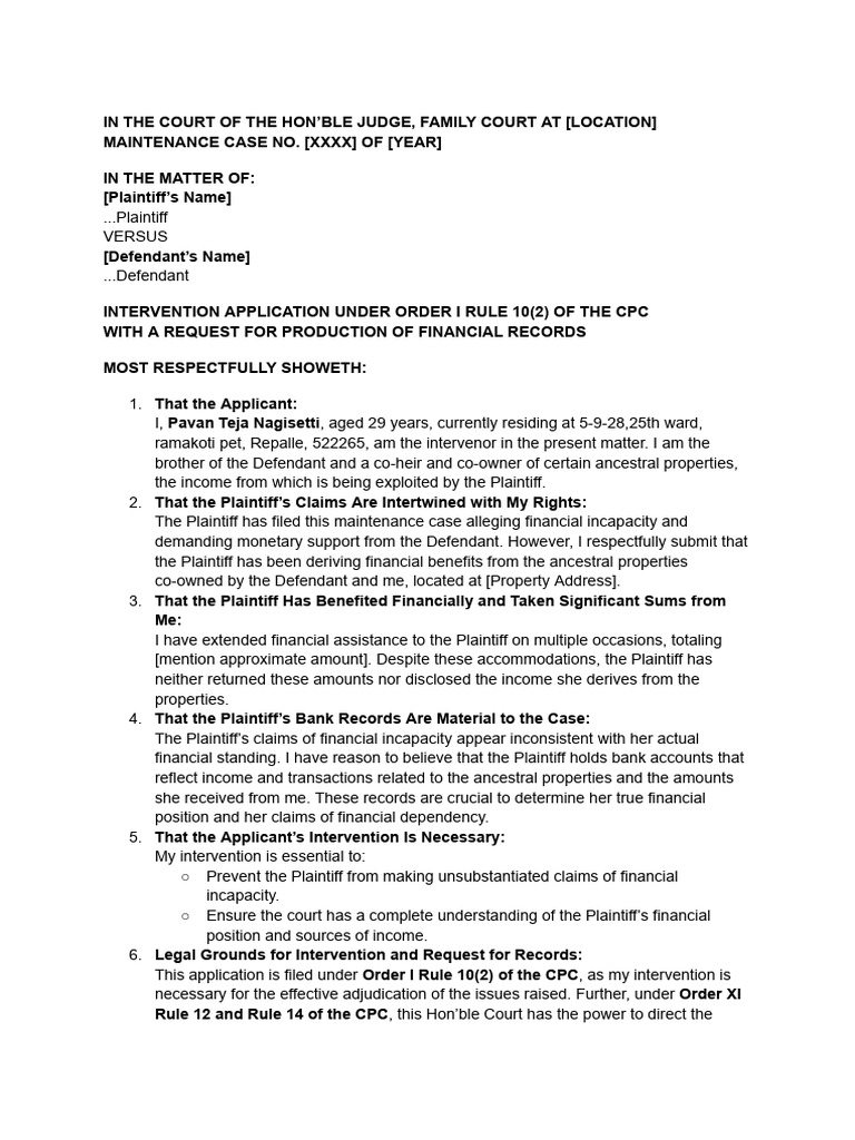 Intervention Application in A Court Case | PDF | Judiciaries | Public Law