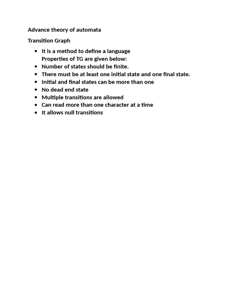 Transition Graphs in Automata Theory | PDF