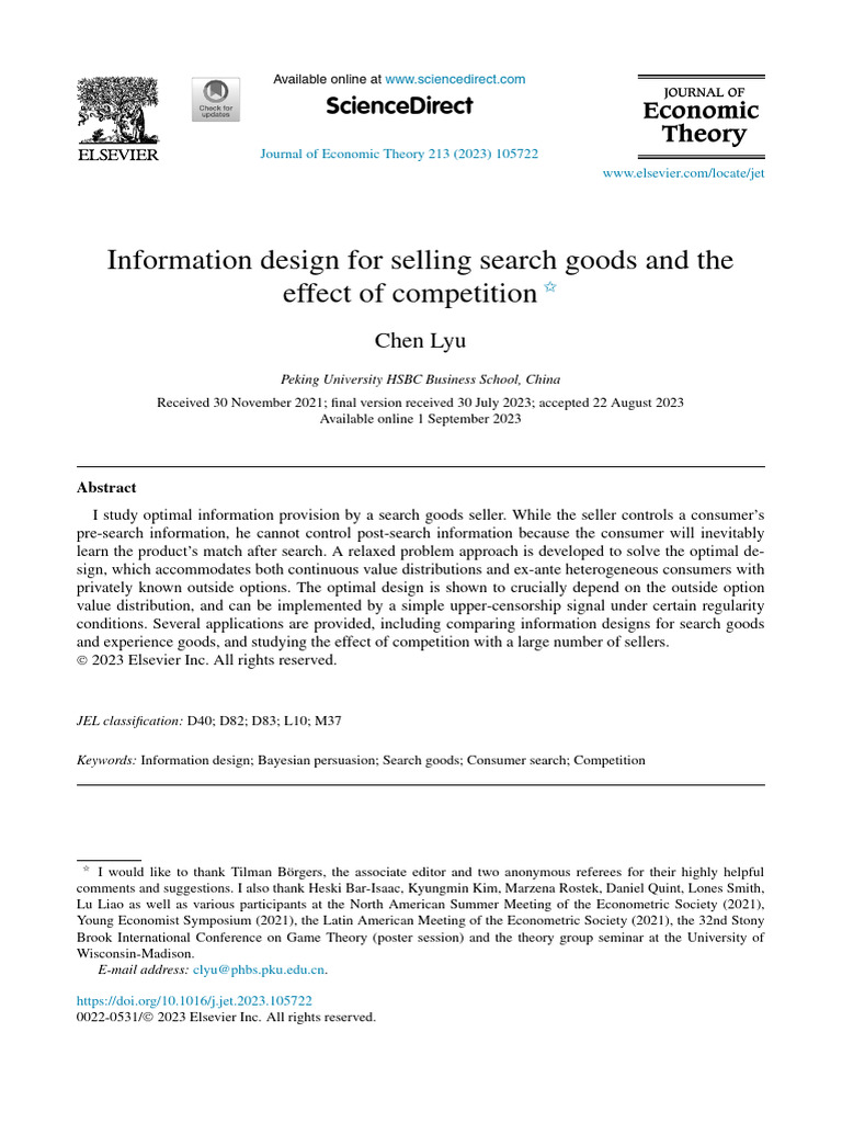 Information Design For Selling Search Goods and The Effect of ...