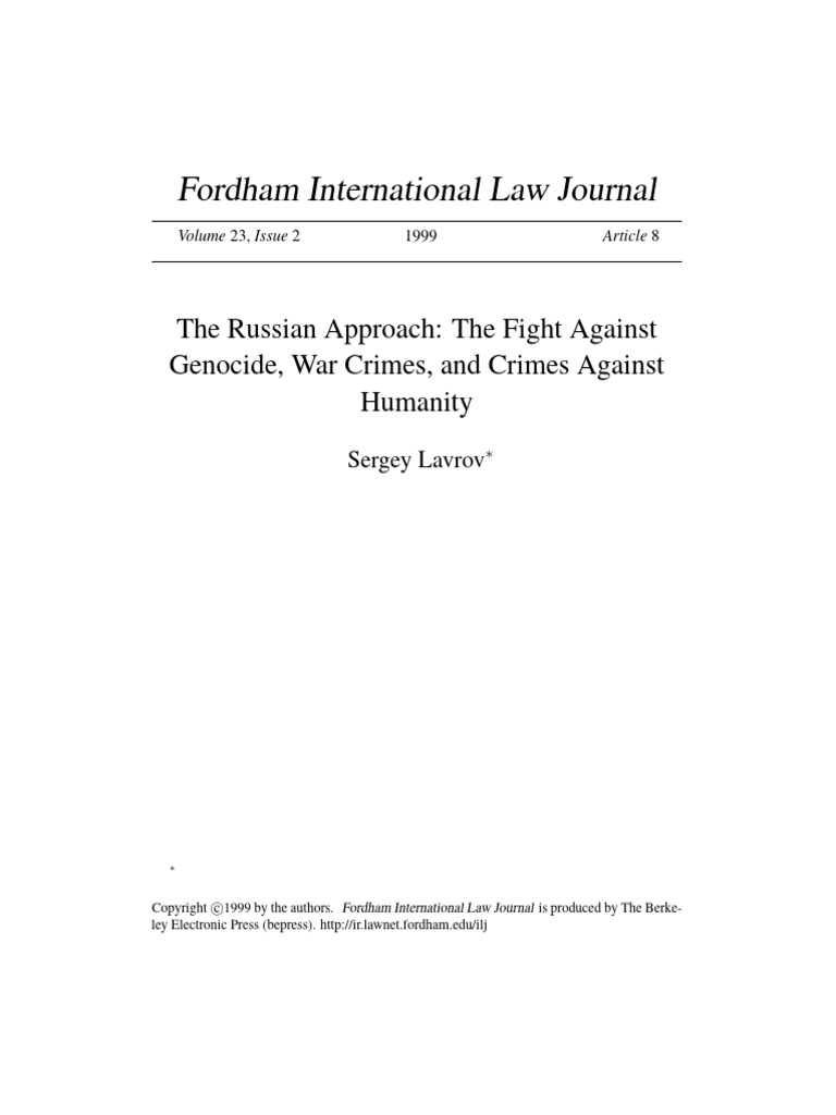 The Russian Approach - The Fight Against Genocide War Crimes and | PDF ...