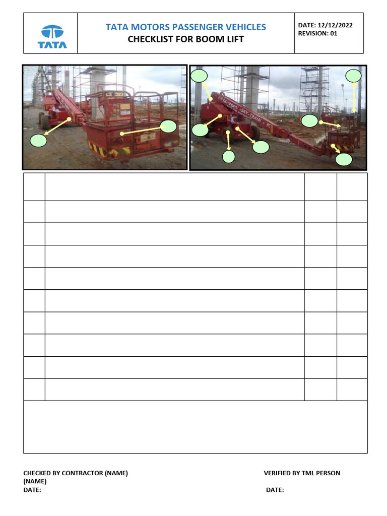 Checklist for Boom Lift | PDF