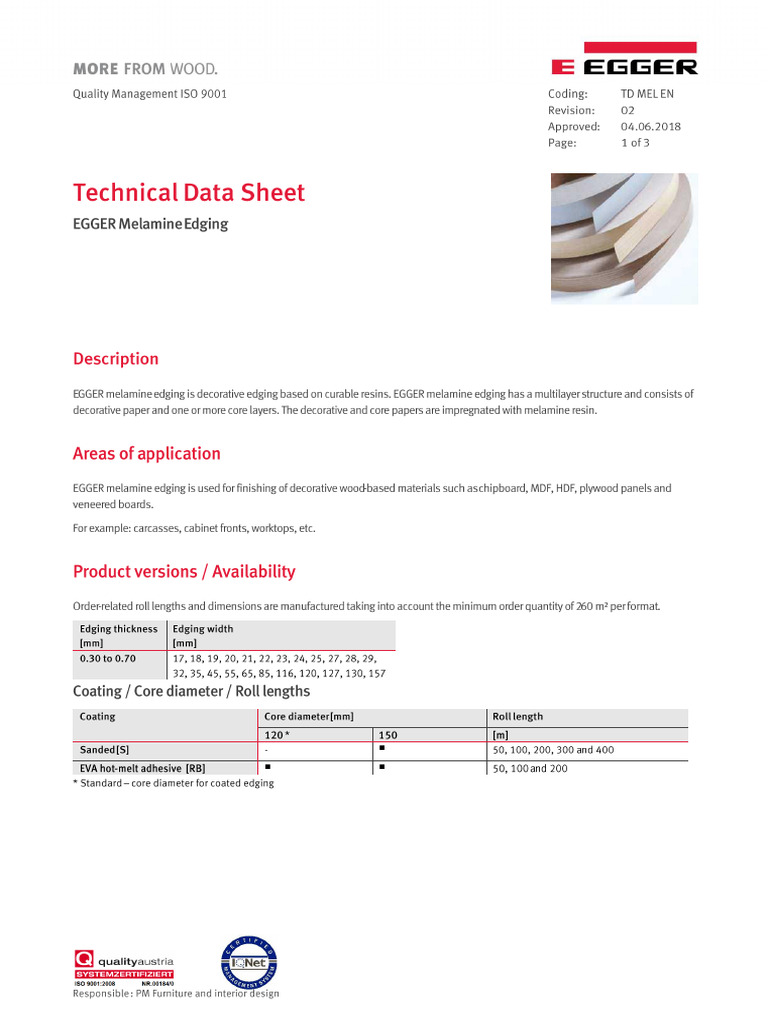 TD EGGER Edging Melamine en | PDF