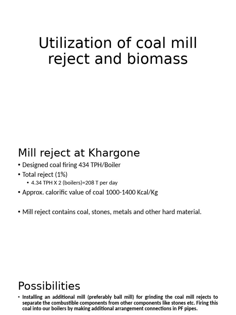 Utilization of Coal Mill Reject and Biomass | PDF | Boiler | Coal