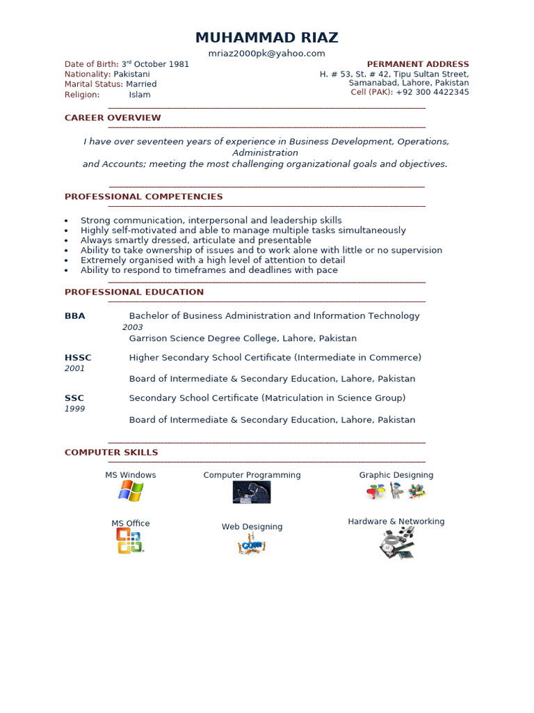 CV - Muhammad Riaz | PDF | Pakistan