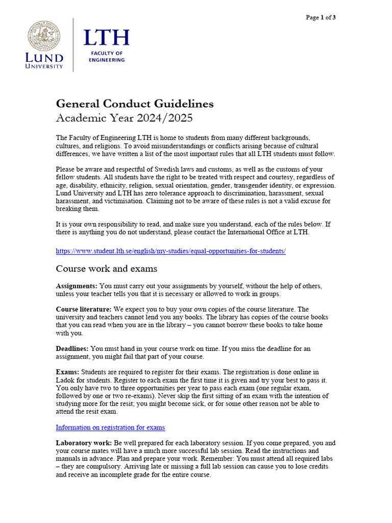 LTH Student Conduct Guide | PDF | Plagiarism