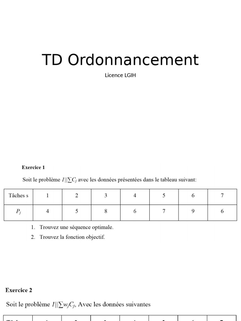 TD Ordonnancement | PDF