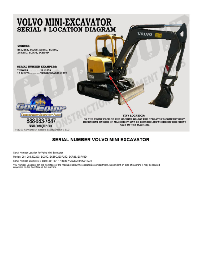 Volvo Mini Excavator Serial Numbers Guide | PDF