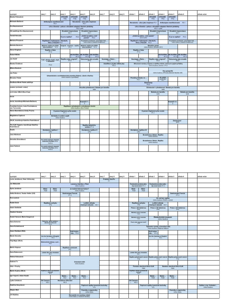 Učitelská REPLIKA - HARMONOGRAM | PDF