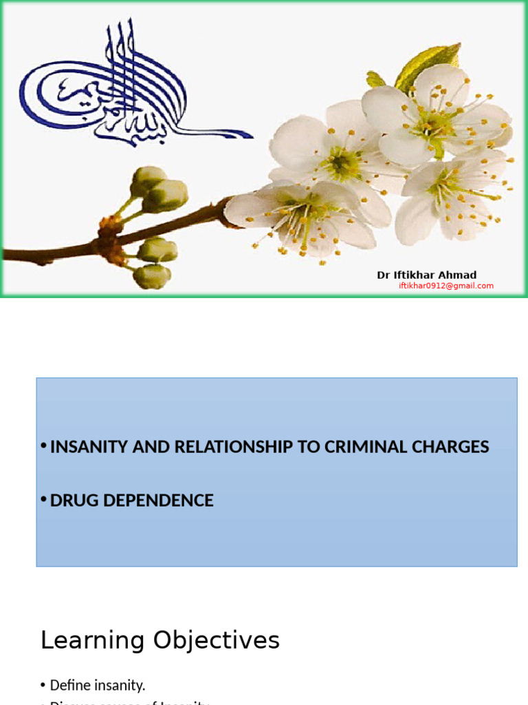 Insanity & Drug Dependence | PDF | Insanity | Substance Dependence