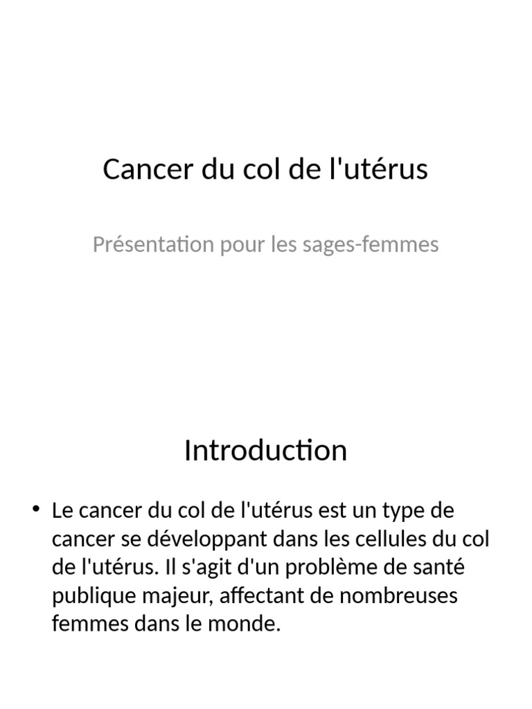 Cancer du col de l'utérus : Guide pour sages-femmes | PDF | Cancer du ...