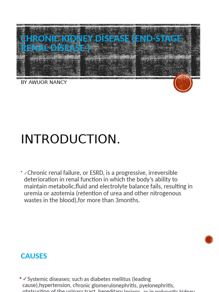 Chronic Kidney Disease (End-Stage Renal Disease) | PDF | Kidney ...
