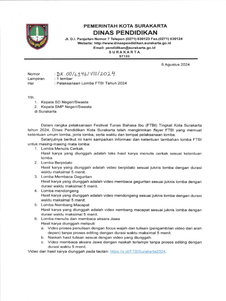 Informasi Dan Ketentuan Mata Lomba Ftbi 2024 | PDF