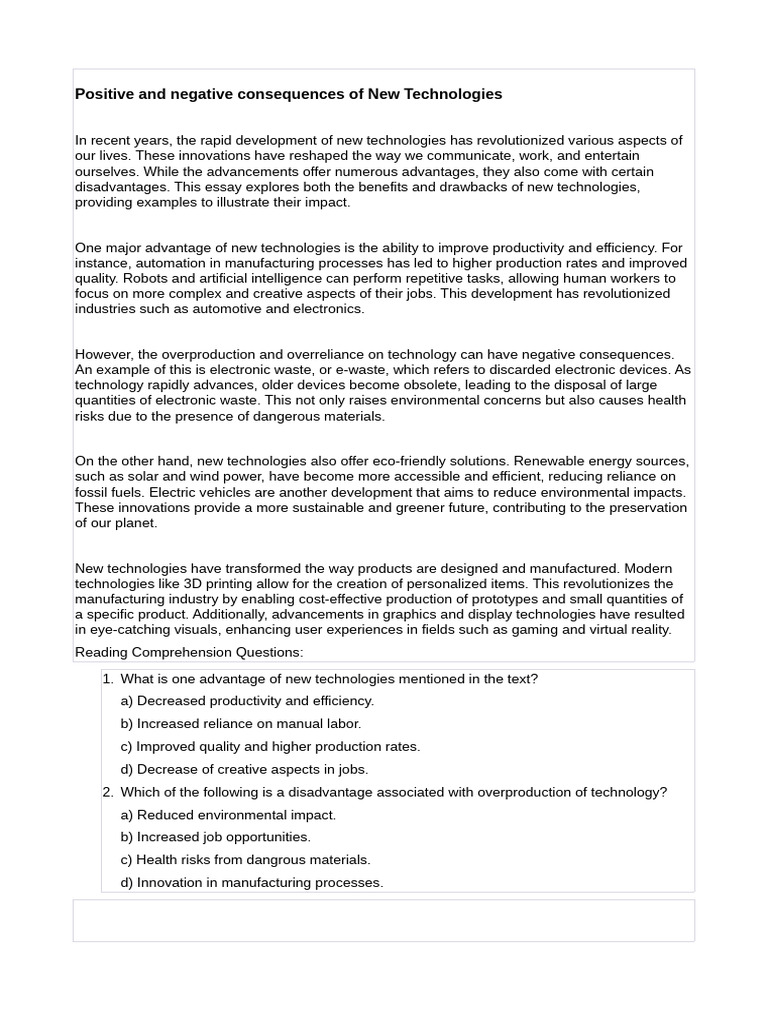 Reading Text - New Tech-Blueprint | PDF | Energy Development ...