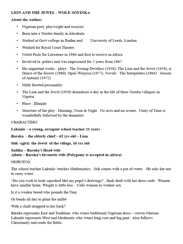 Lion and The Jewel | PDF