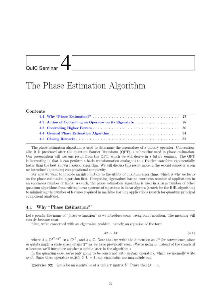 Phase Estimation Algorithm Explained | PDF | Quantum Mechanics ...