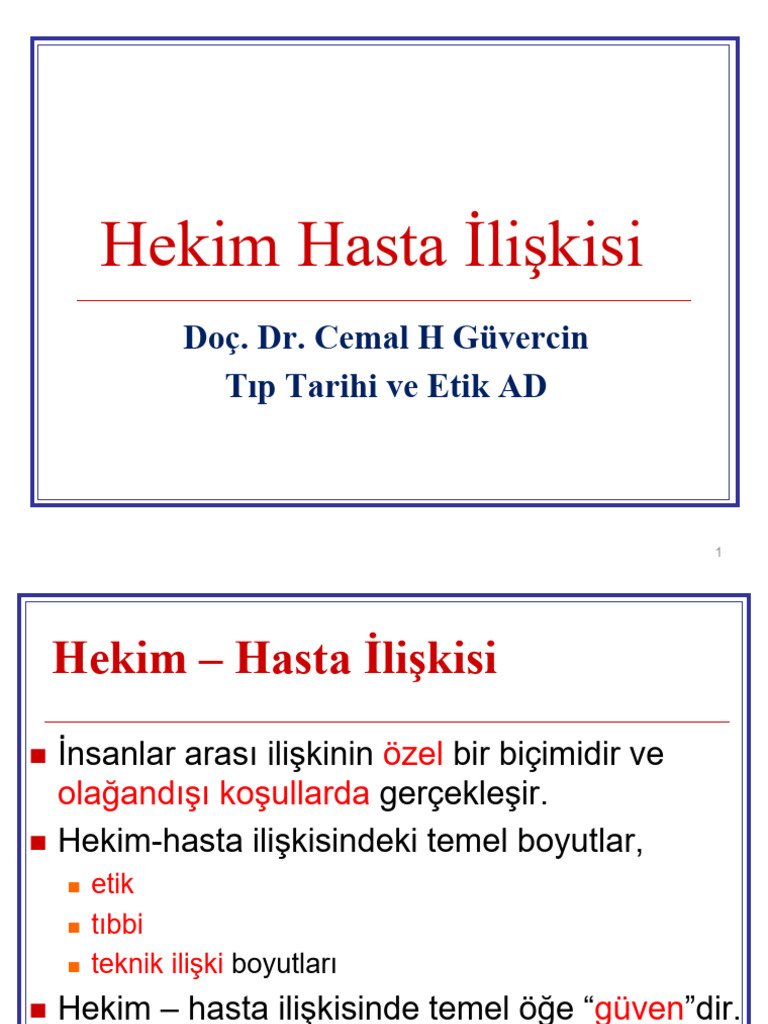 Sunum 10 DR - Cemal Huseyin Guvercin Hekim Hasta Iliskisi d1 | PDF