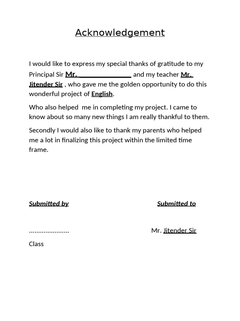 Acknowledgement Project File | PDF