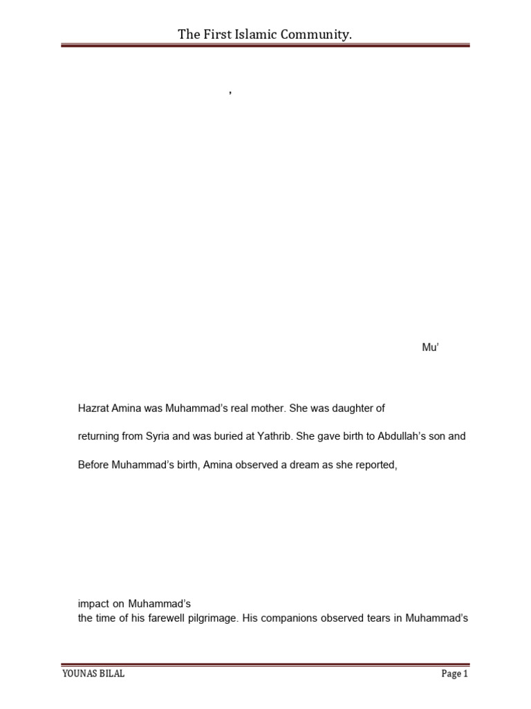 The First Islamic Community (Notes) | PDF | Muhammad | Umar