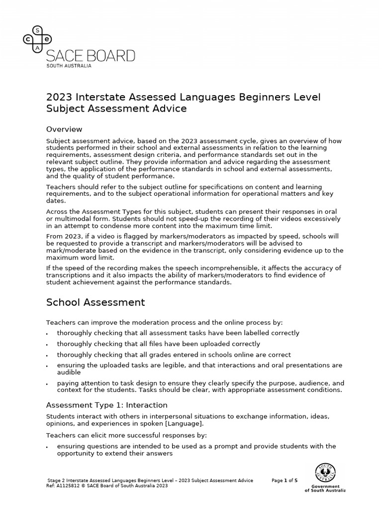 2023 Languages Beginners Assessment Guide | PDF | Linguistics | Information