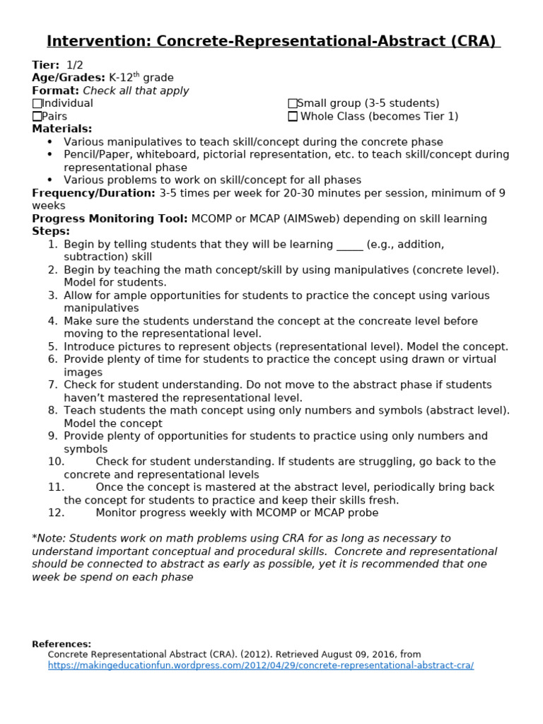 Concrete Representational Abstract Pdf Concept Mathematics