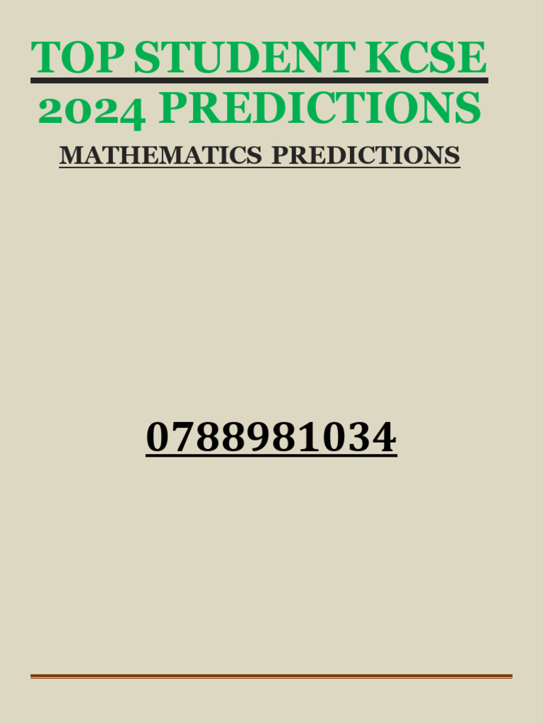 KCSE 2024 Math Predictions | PDF | Circle | Sphere