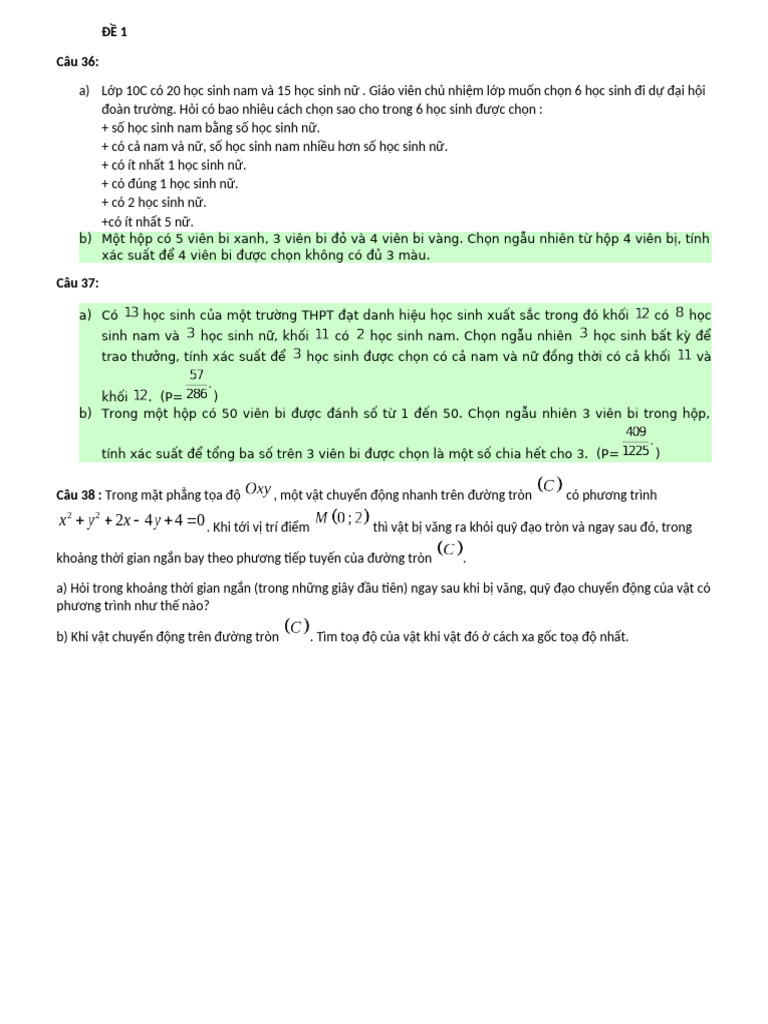 C7-ĐỀ TỰ LUẬN CK2 | PDF