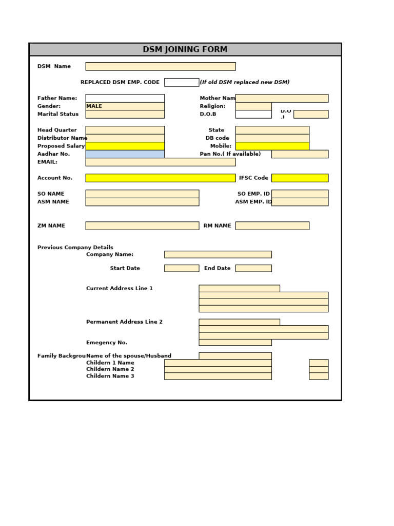 New Joining Form | PDF