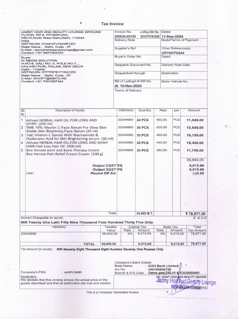 Icw-Bee Venom Invoice | PDF