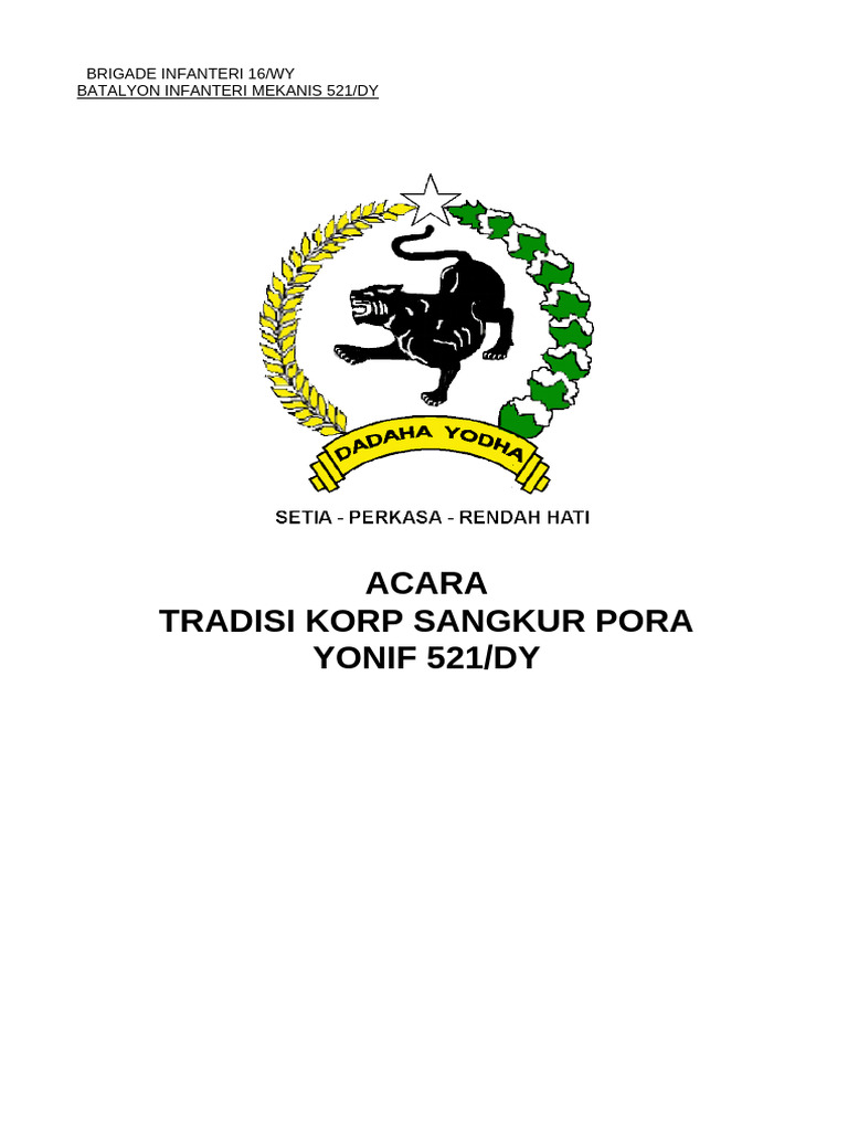 Tradisi Korps Sangkur Pora Yonif 521 | PDF