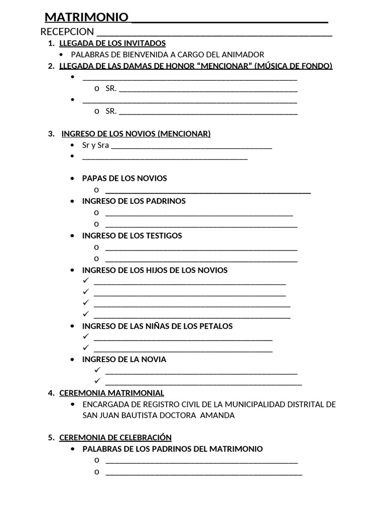 Guía de Ceremonia de Matrimonio Completa | PDF