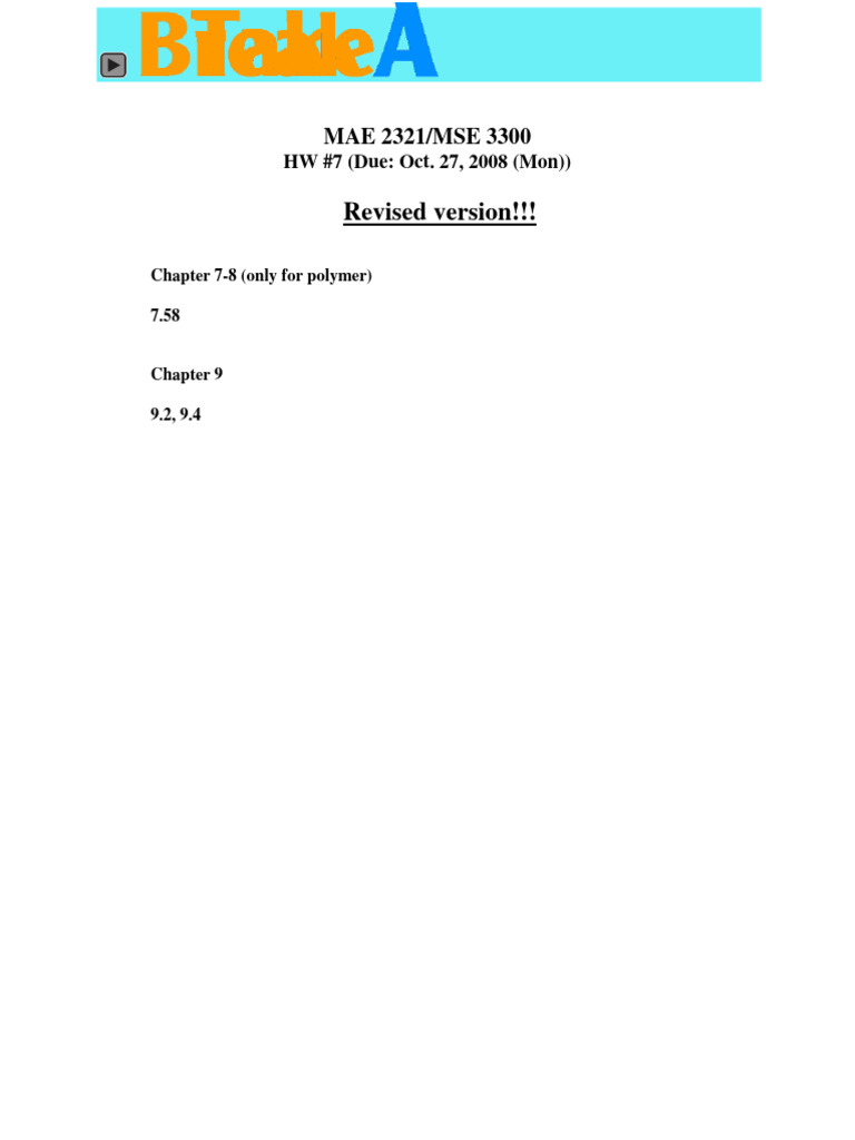 Material Science Collection HW Solutions HW7 Revised | PDF