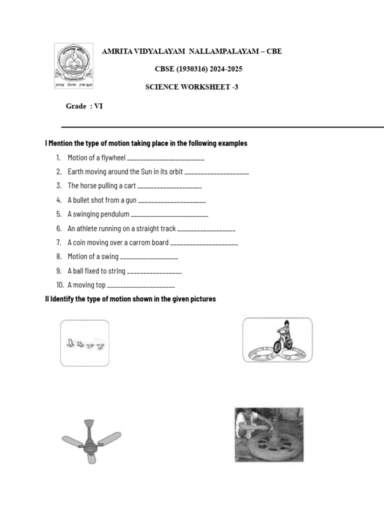 Class 6 Worksheet 3 | PDF