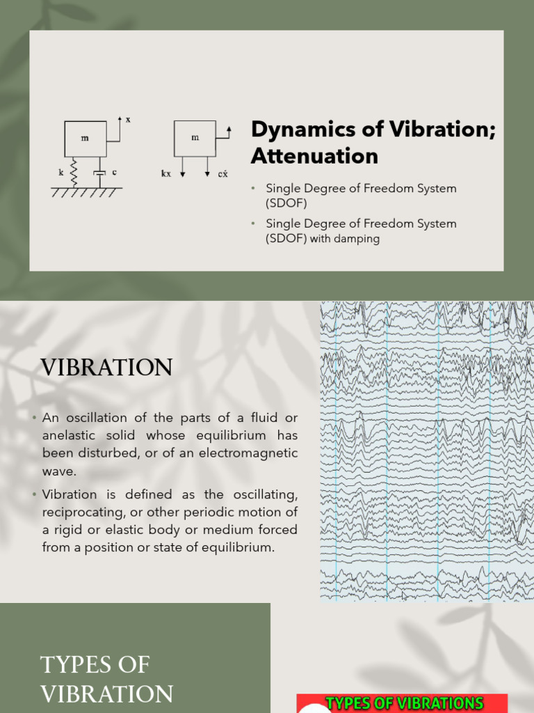 Lecture 5 Dynamics Of Vibration Attenuation Single Degree Of Freedom System Sdof Pdf
