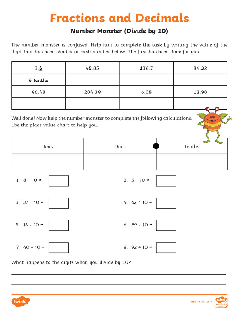 Dividing Numbers by 10 and 100 | PDF | Decimal | Numbers